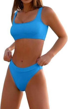 Generic Bikini Sexy Femme Maillot de Bain Maillots de Bain Sport pour Femme, Bikini Deux Pi&egrave;ces avec Crop Top et Taille Haute pour Un Look Actif