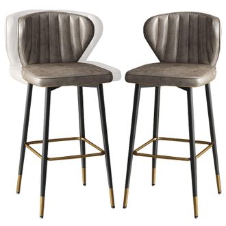 Generic 26/30 Zoll hohe Barhocker mit Kunstlederbezug und Fu&szlig;st&uuml;tze, um 360&deg; drehbare Barhocker f&uuml;r K&uuml;cheninsel, Kneipe, Bistro