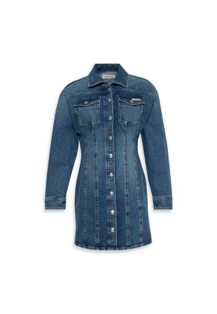 Calvin Klein Jeans Jeanskleid LS DENIM MINI DRESS Mit Rundhalsausschnitt, figurbetont