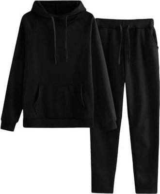 Generic Surv&ecirc;tement pour femme Ensemble complet &agrave; capuche doubl&eacute; en polaire avec poche et capuche 2 pi&egrave;ces Tenue sportive d&eacute;contract&eacute;e pour lautomne et lhiver
