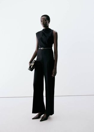 Mango Combinaison d&eacute;tail drap&eacute; ceinture noir - Femme - XXS - MANGO