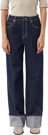 Comma Wide-Leg-Jeans mit Umschlag und Kontrastn&auml;hten