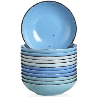 VANCASSO Suppenteller Steingut, MODA 12-teiliges Tiefteller Set, Pastateller, Nudelschalen, Suppenschalen, Salatschale, 600ml