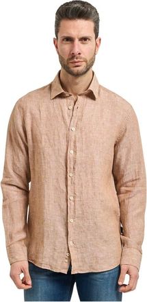 Bugatti Homme, Chemises, Brun, Taille: 4XL Kent Collar Linen Shirt