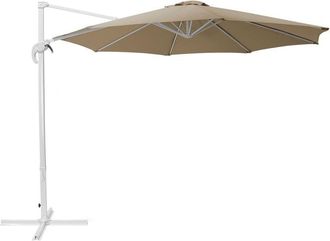 Beliani Parasol de Jardin 300 cm en Aluminium et Tissu Beige Sable et Blanc Design Savona