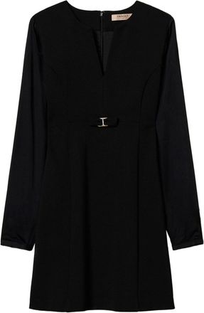 Twin-Set Oval T Minikleid mit Schleife - Schwarz