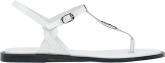 Estro & Luminara Femme, Chaussures, Blanc, Taille: 38 EU Sandales tongs en cuir avec semelle plate