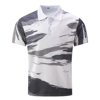 Generic Polo &agrave; manches courtes imprim&eacute; &agrave; carreaux pour homme, gris, 3XL