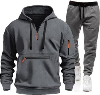 Generic Survetement Homme Ensemble Sweat &Agrave; Capuche Et Pantalon V&ecirc;tement De Sport Automne Hiver Casual Tenue Sport Homme D&eacute;contract&eacute; Ensemble 2 Pi&egrave;ces Tracksui