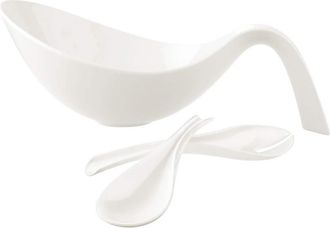 Villeroy & Boch Villeroy und Boch Flow Salat-Set, 3-teilig, Premium Porzellan, Wei&szlig;