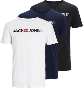 Jack & Jones Herren JJECORP Logo Tee SS Crew Neck 3PK MP T-Shirt, White/Pack:1Black 1Navy Blazer 1 White, XL