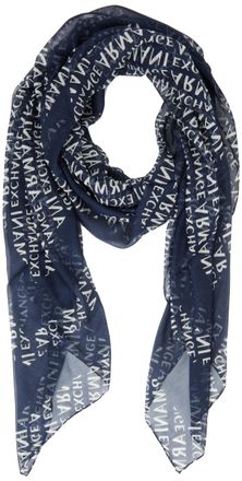 A|X Armani Exchange Womens Essential, Printed modal Scarf, Blue, One Size