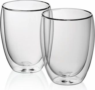 KELA Latte-Macchiato Glas Cortona 2er Set Kaffeebecher Kaffeetasse Becher doppelwandig Gläser thermo Kaffeegläser 300 ml