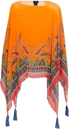 Etro Femme, Maillots de bain, Orange, Taille: ONE Size Top en Soie Imprim&eacute;