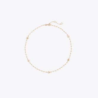 Tory Burch Zarte Moondance Halskette mit Perlen und Sternen