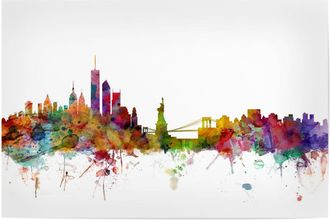 artboxONE Poster 75x50 cm New York NYC St&auml;dte New York Watercolor hochwertiger Design Kunstdruck - Bild ny bunt farben