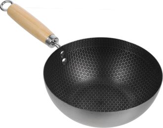 OSALADI Wokpfanne 20cm aus Edelstahl mit Wabenstruktur Antihaftfrei f&uuml;r Gasherd und Elektroherd Inklusive Griff
