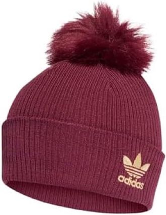 adidas Damen W Fur Pom Beani Hat, victory crimson/metallic gold, L