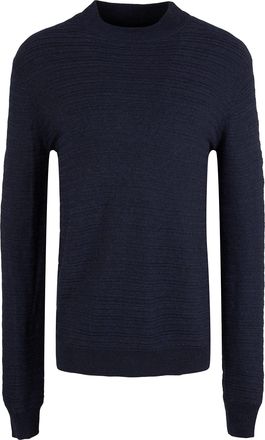 Tom Tailor Herren Strickpullover aus Wolle 1032305, 13160 - Knitted Navy Melange, M
