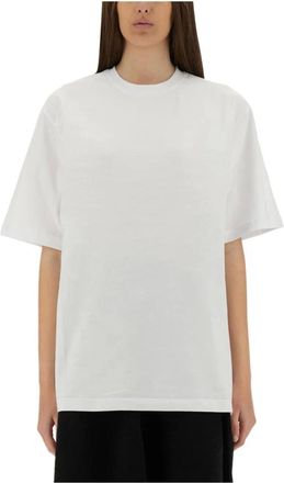 Msgm Msgm, Femme, Tops, Blanc, Taille: 38 FR T-shirt oversize &agrave; motif en jersey de coton