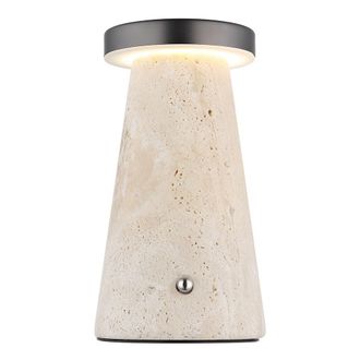 Globo Lighting LED Tischleuchte Akku Tischlampe Touchdimmer Nachttischleuchte Stein, CCT, schwarz chrom, Metall, 1,2W 138Lm warm-kaltwei&szlig;, DxH 9x16 cm