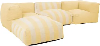 Oviala Canap&eacute; dangle ray&eacute; de jardin modulable 4 places jaune clair - Mixi