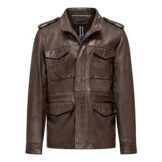 Bomboogie Homme, Vestes, Brun, Taille: L Veste de terrain en cuir v&eacute;ritable