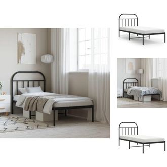 vidaXL Betten & Bettgestelle - Living Bettgestell mit Kopfteil Metall Schwarz 80x200 cm - Schwarz