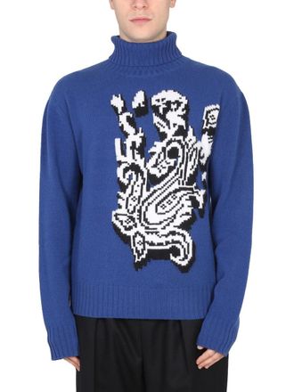 Etro Inlaid Jacquard Wool Sweater - Blue