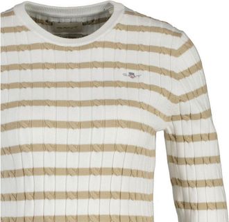 GANT Sweater Damen Strickpullover Baumwolle STRETCH COTTON CABLE STRIPE C-NECK