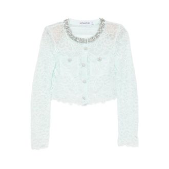 Self Portrait Cropped Spitzenjacke - - Jackets - Damen - Gr&uuml;n - XS
