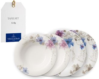 Villeroy & Boch Mariefleur Gris Dinner-Set Bunt, Sp&uuml;lmaschinenfest, Mikrowellensicher, Geschirrset 6 Personen, Geschirr Set, Tafelservice, Essgeschirr, Flache Teller,