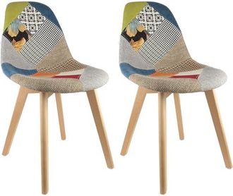 Altobuy Patchwork - Lot de 2 Chaises Scandinaves Multicolore