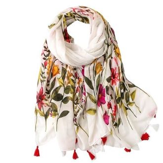 Generic &Eacute;charpe ch&acirc;le en viscose florale 180 cm pour hijab musulman, grande taille, bandeau tendance pour femme, quatre saisons, 21, taille unique