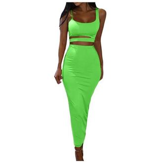 Generic Robe Cocktail Femme - Costume Jupe Femme &Eacute;l&eacute;gant Deux Pi&egrave;ces Robe Pliss&eacute;e avec D&eacute;tail Creux pour Occasion Sp&eacute;ciale