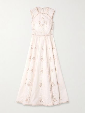 Emporio Sirenuse Clodette Midikleid Aus Einer Baumwollmischung Mit Stickereien - Weiß