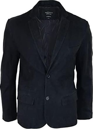 TruClothing Veste en Daim véritable pour Homme de Style Blazer Chic décontracté Classique Vintage - Noir M