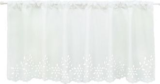 Joyswahl Küchen Scheibengardine Voile Bistrogardine mit Lasercut-Muster »Carmen« Stangendurchzug Gardine Stores HxB 30x120cm Weiß 1er Pack