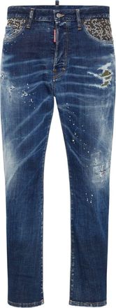 Dsquared2 jean à effet usé droit - Bleu