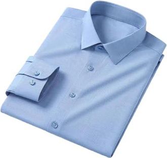 Generic Chemise &agrave; manches longues de couleur unie pour homme, coupe ajust&eacute;e, haut de bureau, doux, M5001-2, XXL