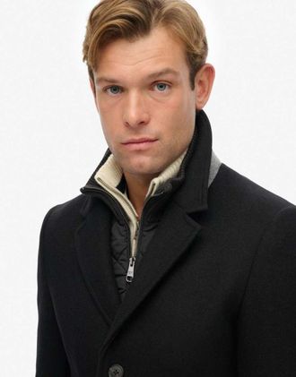 Superdry Eleganter 2-in-1-Town-Mantel in Schwarz