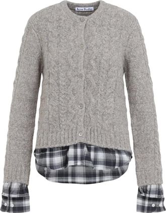 Acne Studios Cardigan en maille torsad&eacute;e - Femme - Pulls - Gris - Taille: 40 FR