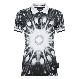 Plein Sport Optical Flower Polo Shirt - - Sport - Damen - Schwarzk - S
