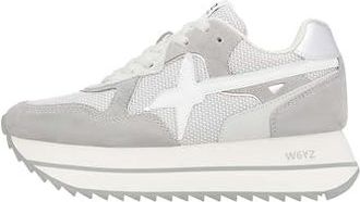 W6YZ Baskets en Tissu Technique et su&egrave;de, Gris Argent Blanc 37