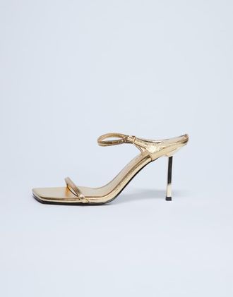Topshop Sally - Sandales en 2 parties avec talon m&eacute;tallique - Dor&eacute;