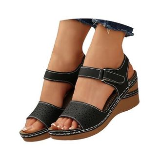 Generic Sandales orthop&eacute;diques pour femme 2026 - Sandales plates d&eacute;t&eacute; habill&eacute;es &agrave; lani&egrave;res avec soutien de la vo&ucirc;te plantaire - Bout ouvert - Sangle de chevil