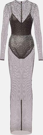 Alex Perry Maxikleid aus Mesh mit Kristallen