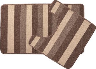 Emma Barclay Two Piece Non-Slip Set Bath Pedestal Mat Jersey 2 TLG. Badeset Anti-Rutsch gr&uuml;n, Polyester, Taupe, 45 x 75 cm (Rectangular)