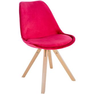 Clp Chaise de salle &agrave; manger Sofia en velours avec Pieds en bois Rouge Nature (carr&eacute;)