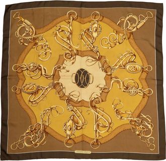 Herm&egrave;s T&uuml;cher & Schals - Hermes Classic Profiles Silk Carre 90 Scarf Tuch - Gr. unisize - in Braun - f&uuml;r Damen